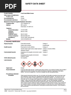 MSDS White Grease PDF Dangerous Goods Personal Protective, 59% OFF