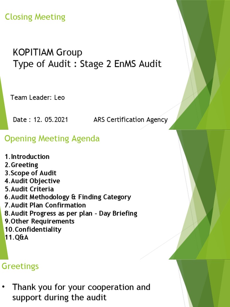 Sample - Closing Meeting PPT Team A | PDF | Audit | Business
