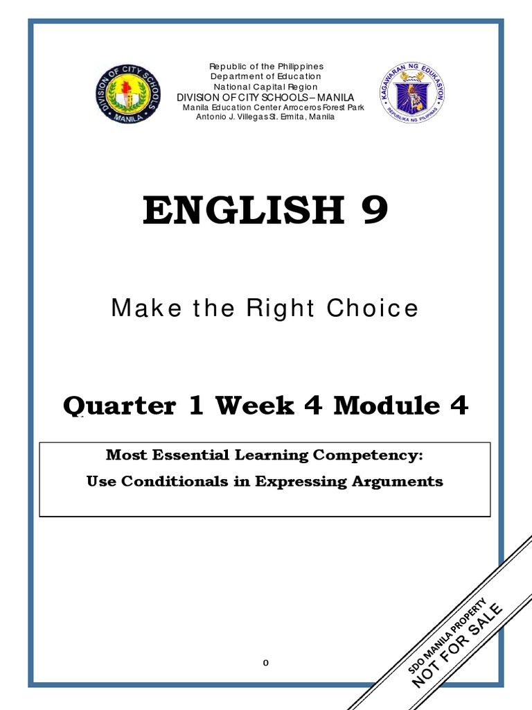 ENGLISH 9 Q1 W4 Mod4 Using Conditionals in Expressing Arguments | PDF ...