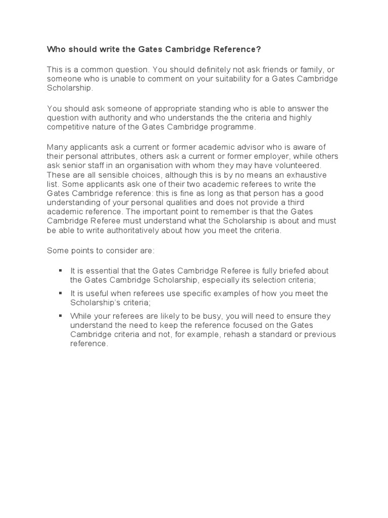 Who Should Write The Gates Cambridge Reference | PDF | Finance & Money ...