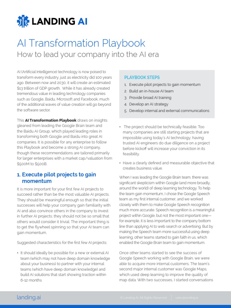 LandingAI Playbook AI-Transformation Playbook 2 | PDF | Intelligence (AI) & Semantics ...