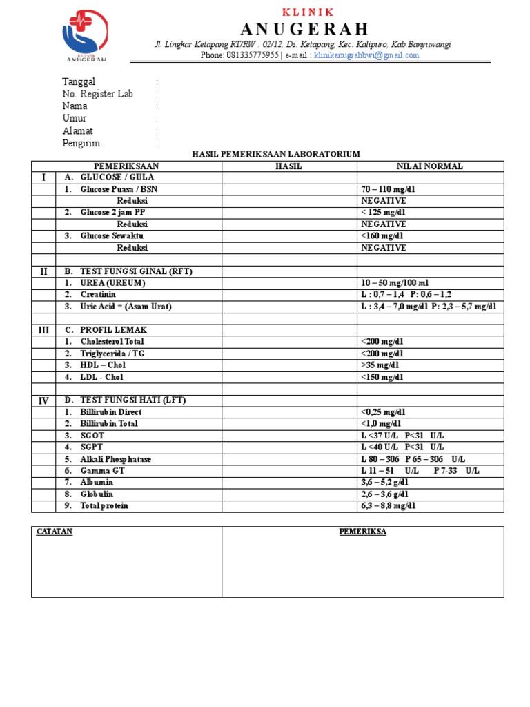 Hasil Lab Klinik Anugerah | PDF | Membrane Active Molecules | Diet ...