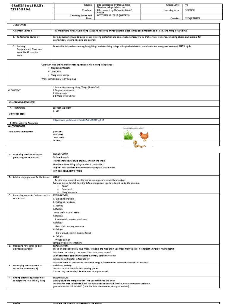 AGURO 5E LESSON PLAN Interactions Among Living Things in Coral Reefs ...
