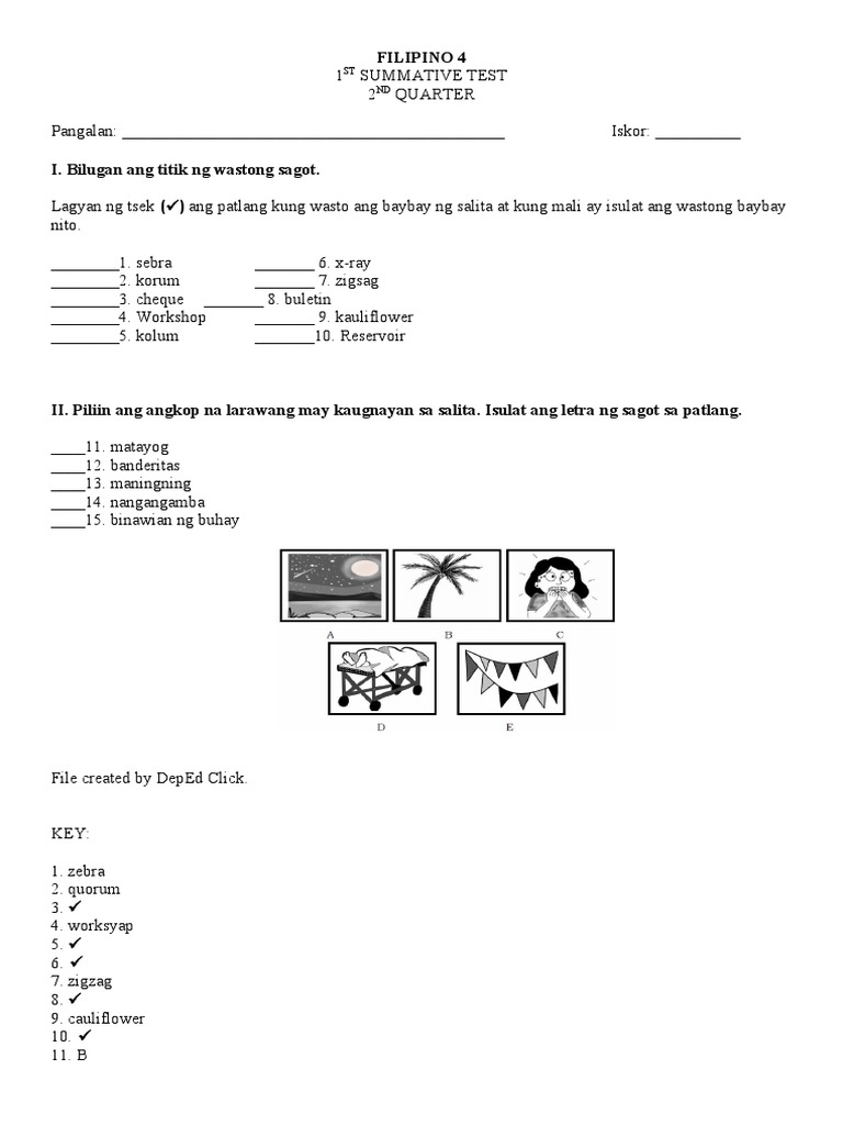 Filipino4 ST1 Q2 | PDF