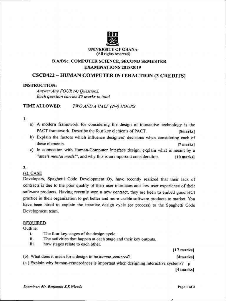 CSCD 422 Human Computer Interaction | Download Free PDF | Human–Computer Interaction | Usability