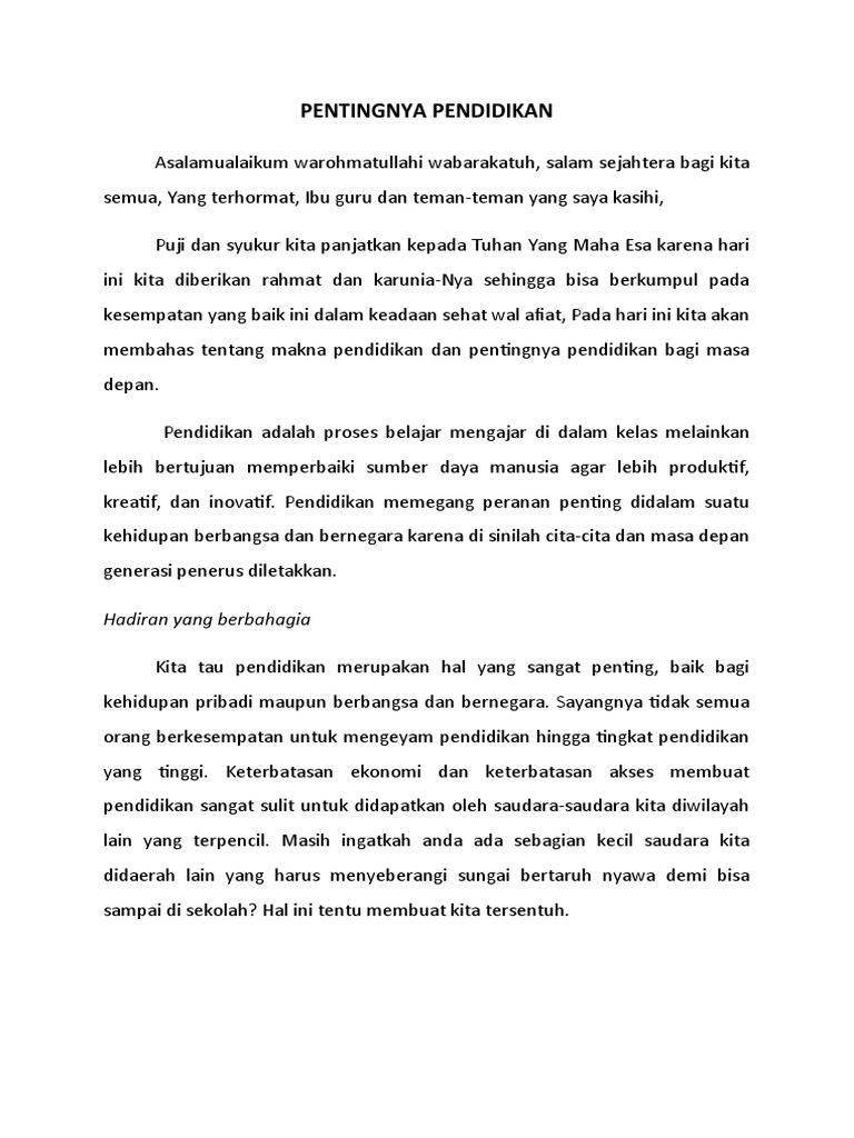 Pentingnya Pendidikan | PDF