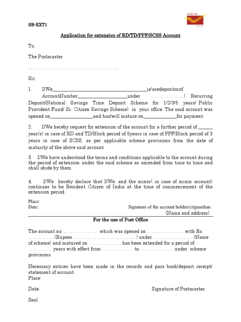 PPF Extension Form India Post | PDF