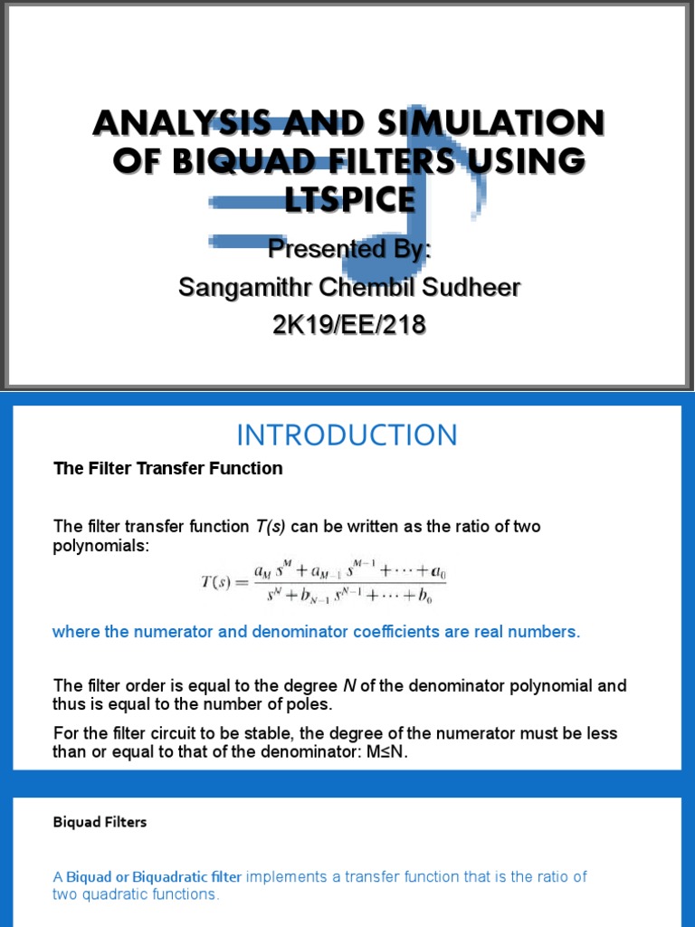 Analysis and Simulation of Biquad Filters Using LTSPICE | PDF ...