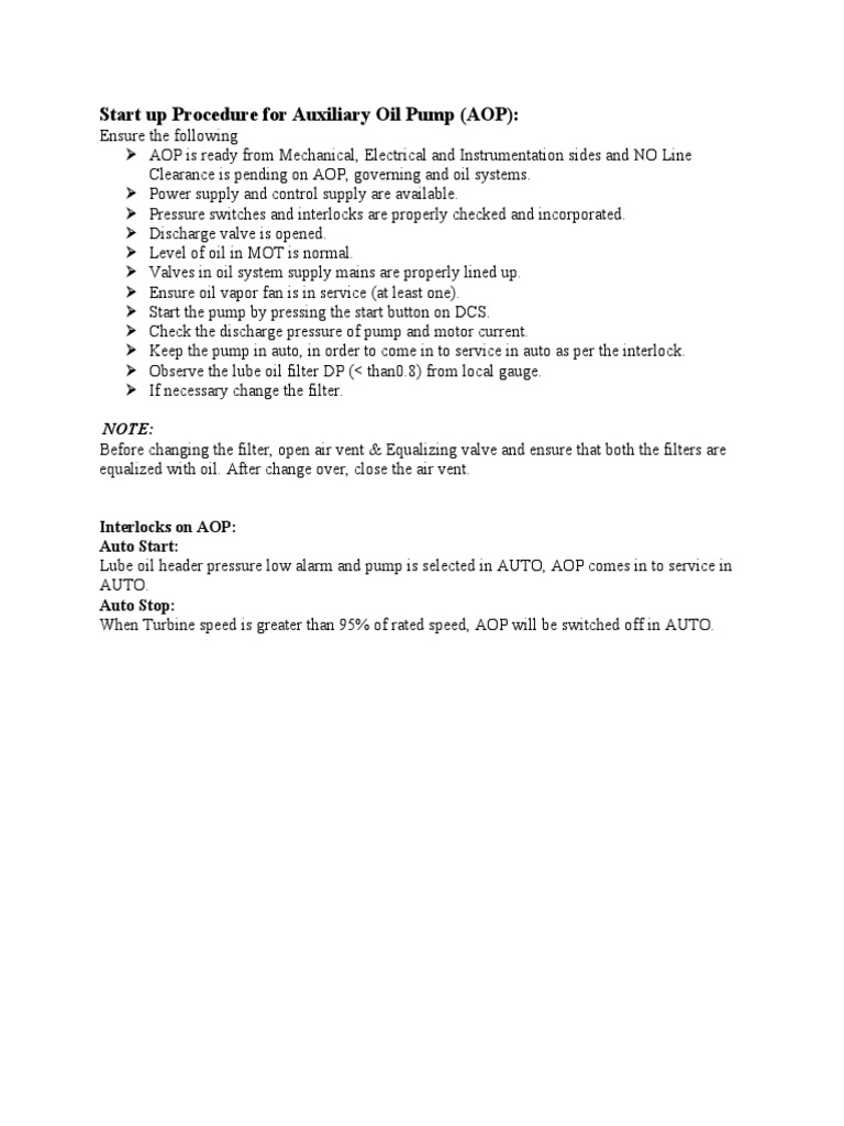 Aop & Eop Sop | PDF | Pump | Mechanical Engineering