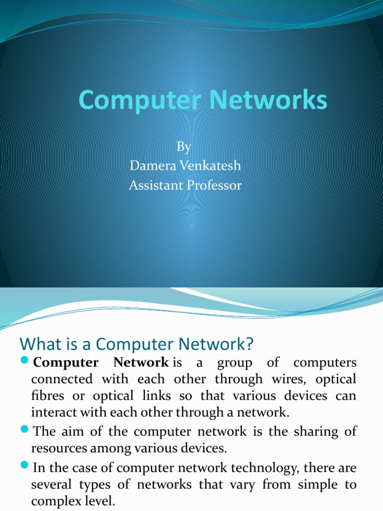 Computer Networks: by Damera Venkatesh Assistant Professor | PDF | Osi ...