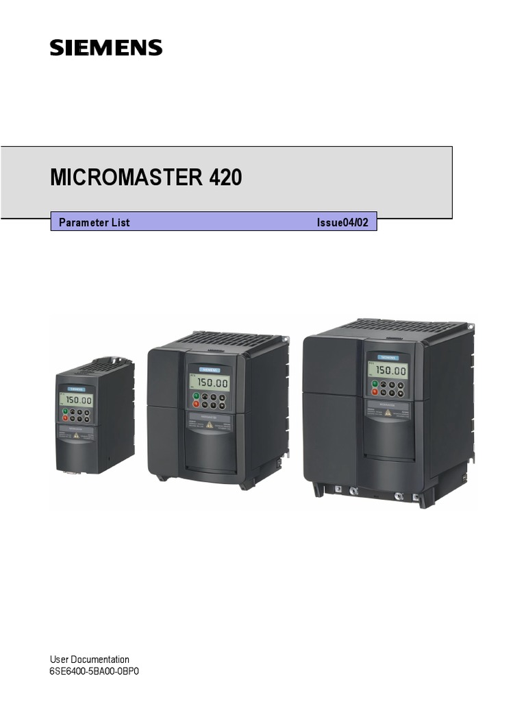 MM420 Parameter List | PDF | Parameter (Computer Programming) | Power ...