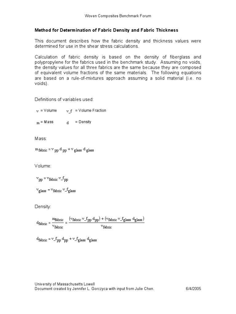 Fabric Density & Thickness Guide | PDF | Density | Glasses