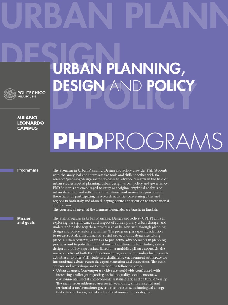 PhD in Urban Planning and Policy | PDF | Urban Planning | Governance