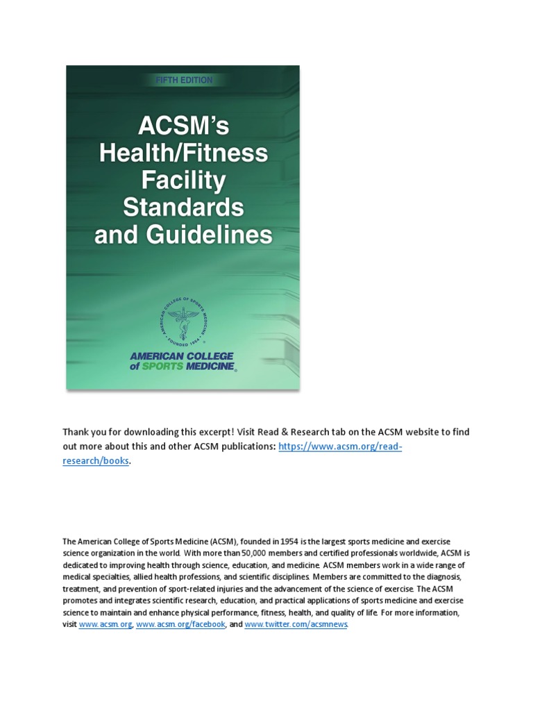 Acsm Health Fitness Facility Standards Guidelines Download PDF | PDF ...