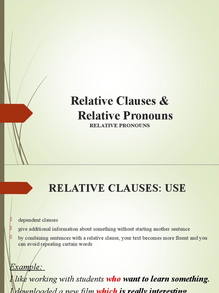Relative Clauses & Relative Pronouns | PDF | Cognitive Science ...