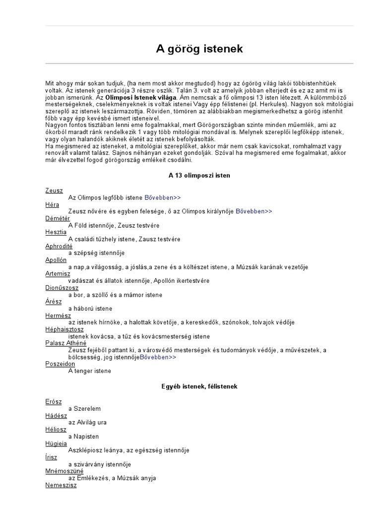 A görög istenek | PDF
