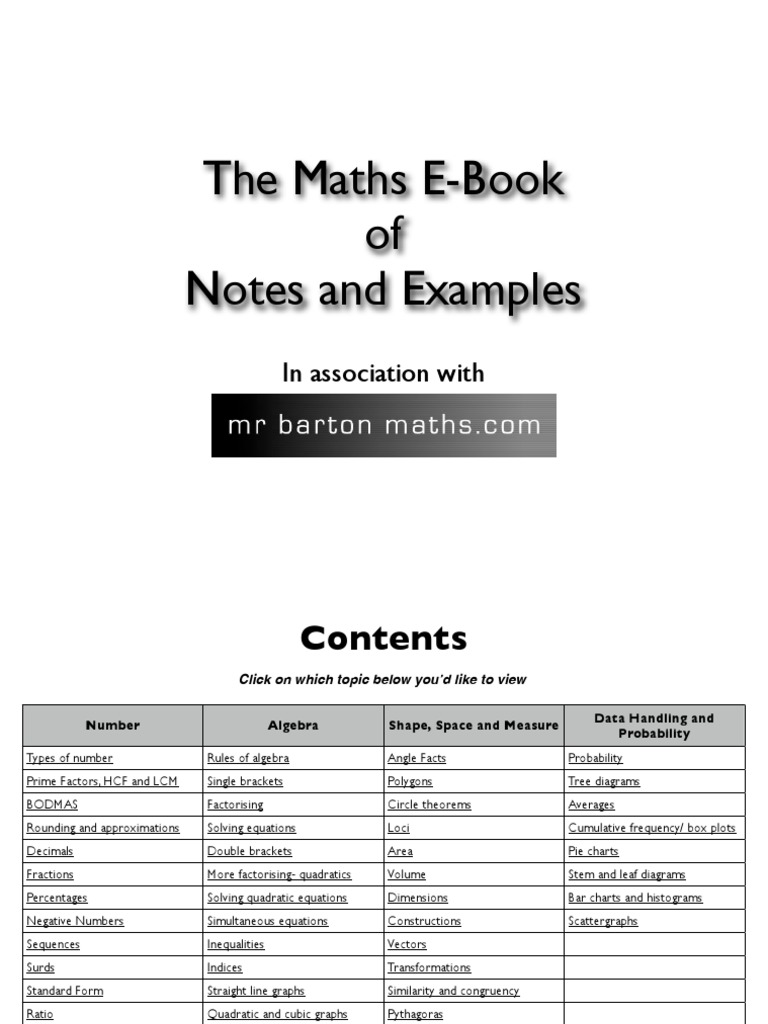 Comprehensive Maths E-Book Guide | PDF