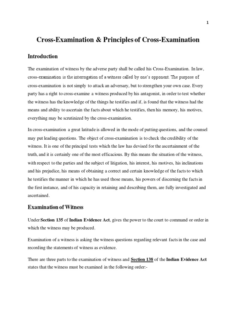 Cross-Examination & Principles of Cross-Examination | PDF | Witness ...