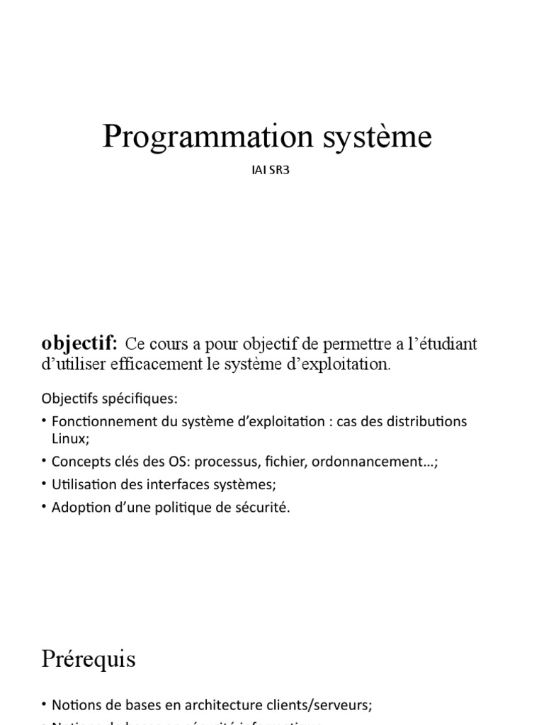 Programmation Système Linux | PDF | Cryptage | Mise en réseau