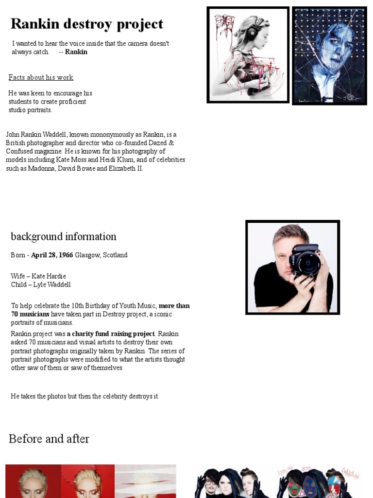 Rankin's Iconic Destroy Project | PDF