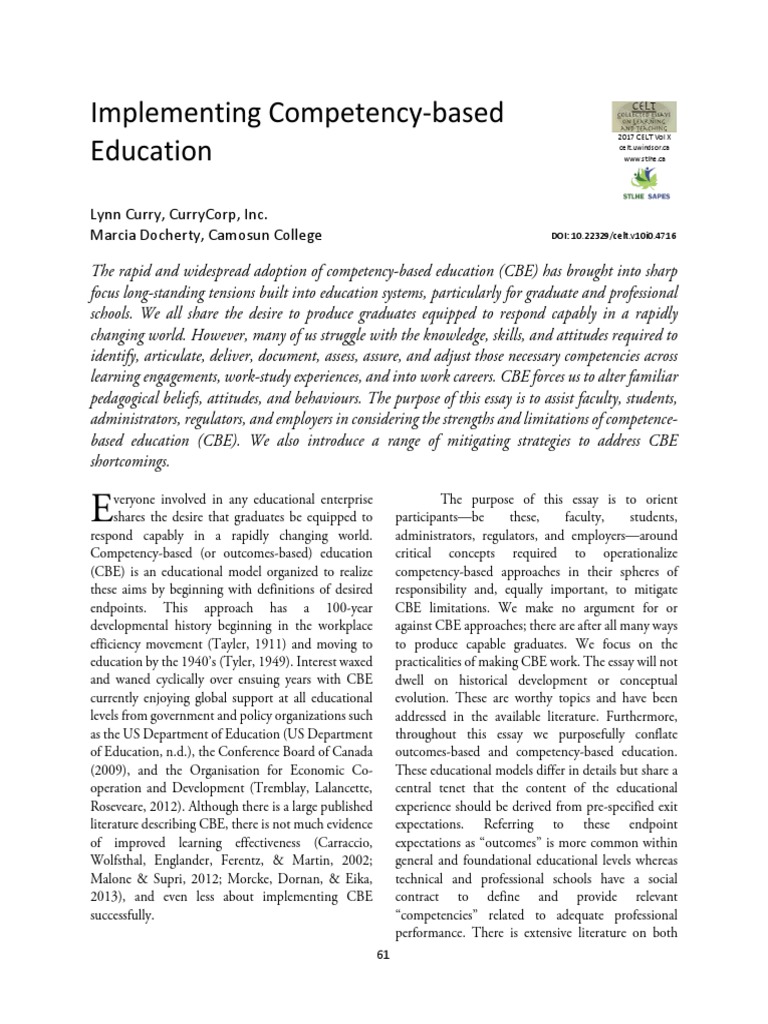 Implementing Competency-Based Education | PDF | Educational Assessment ...