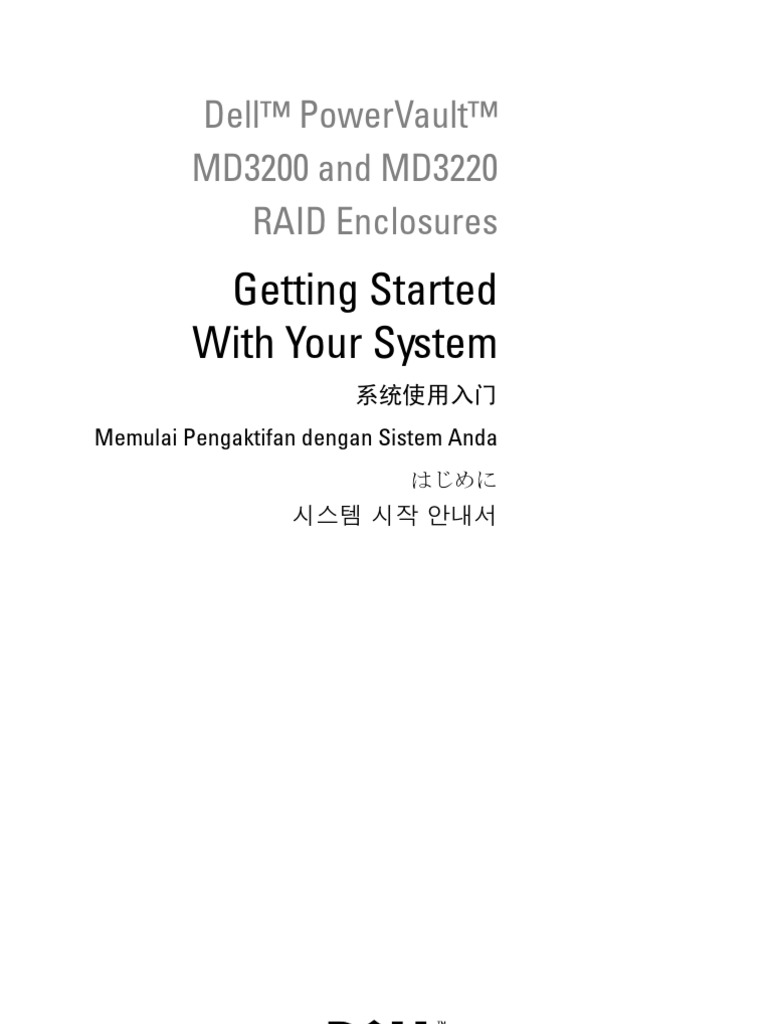 Getting Started With Your System: Dell™ Powervault™ Md3200 and Md3220 Raid Enclosures | PDF ...