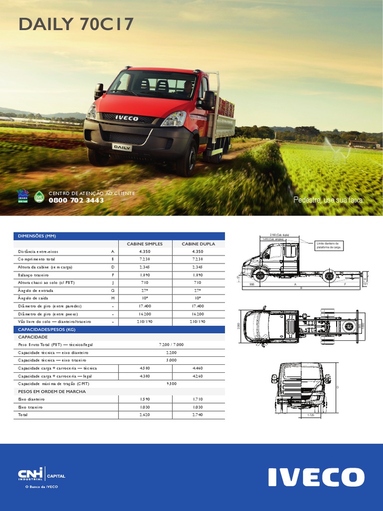 Ficha Técnica Iveco Daily 70C17 | PDF | Tecnologias automotivas | Veículos terrestres