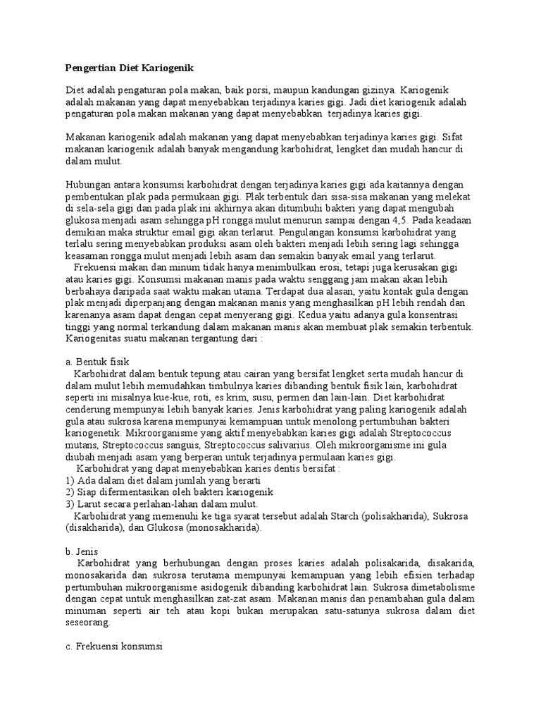 Pengertian Diet Kariogenik | PDF | Gaya Hidup