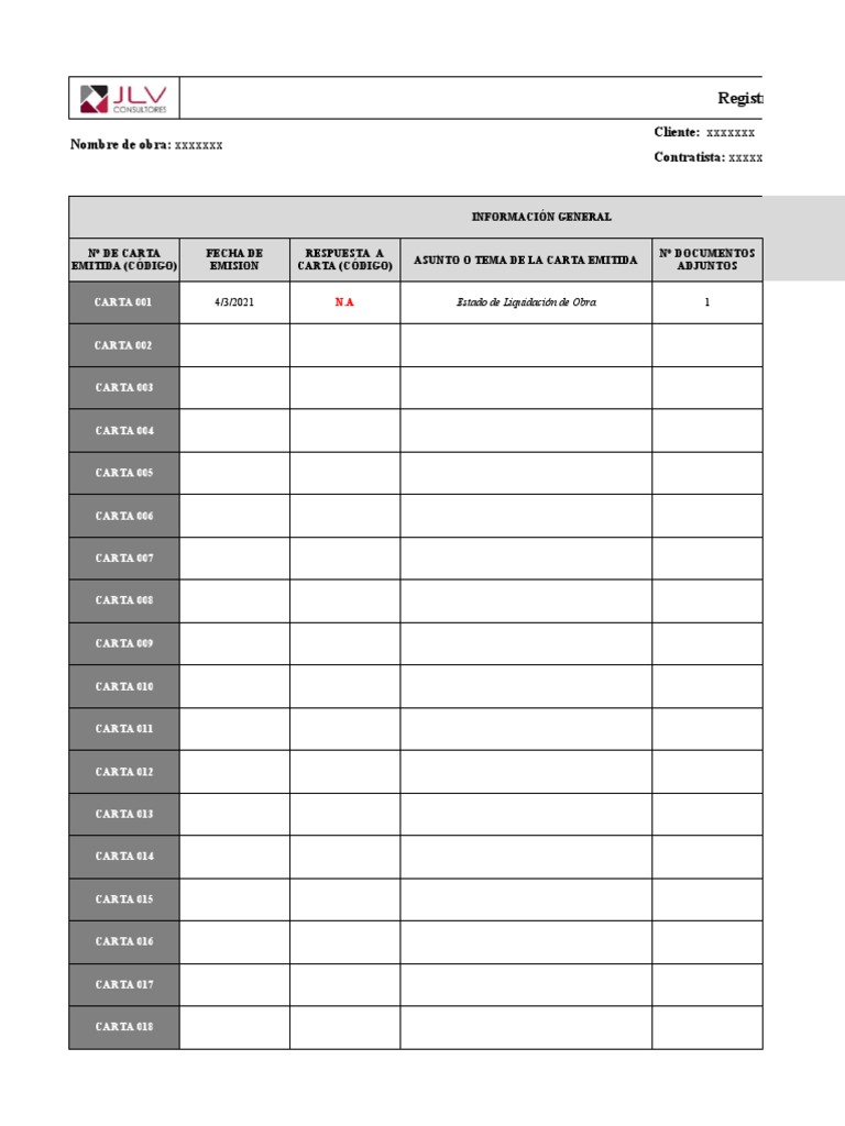 Control de Cartas Emitidas | PDF