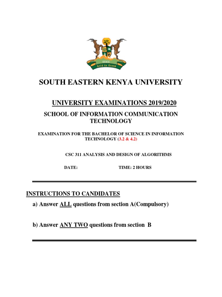 Csc 311 Analysis And Design Of Algorithm Pdf Algorithms Time Complexity