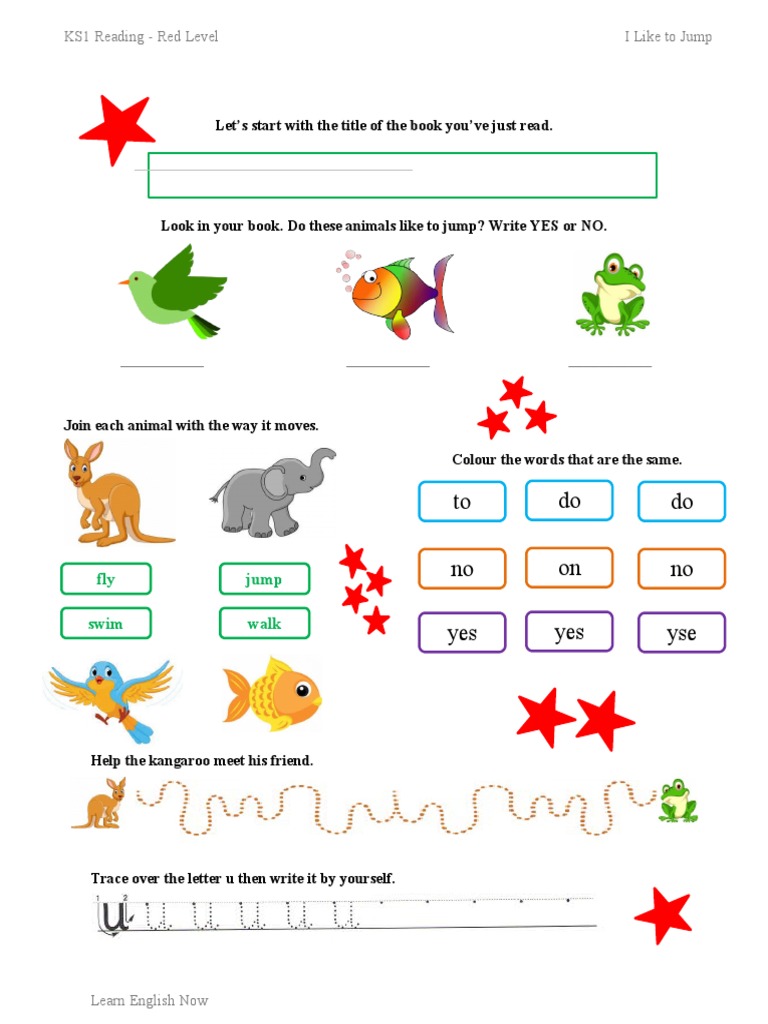I Like To Jump - Reading Worksheet | PDF