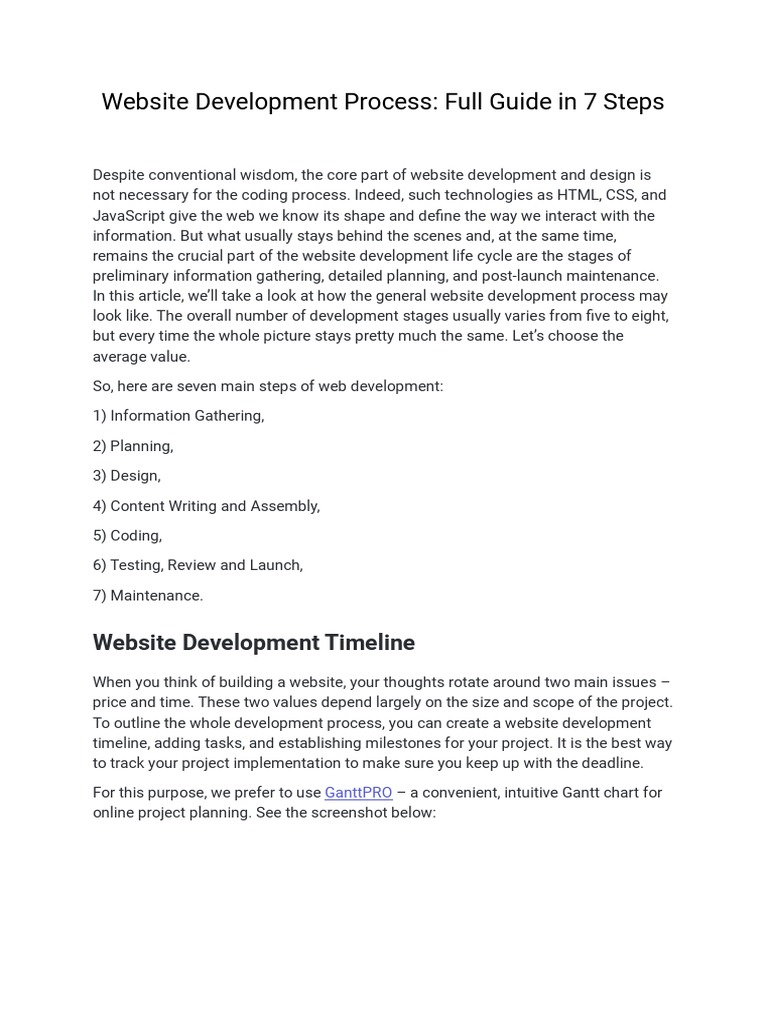 Website Development Process - Full Guide in 7 Steps | PDF | Websites ...