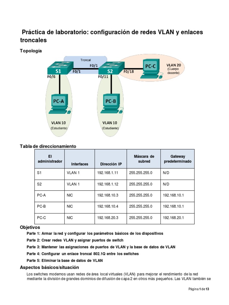 Redes VLAN y Enlaces Troncales - Montecinos | PDF | Conmutador de red ...
