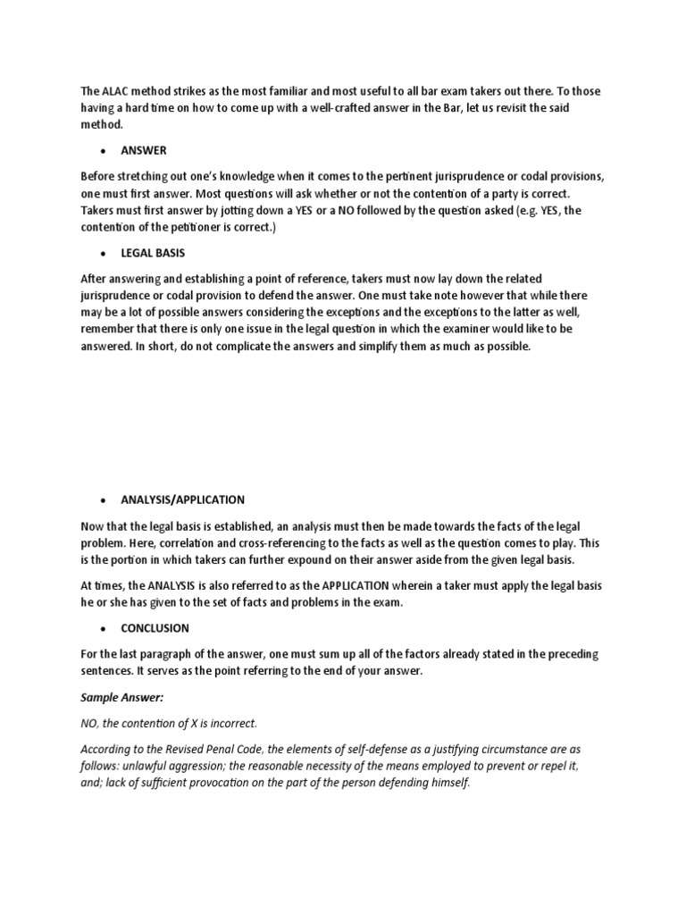 The ALAC Method Strikes As The Most Familiar and Most Useful To All Bar ...