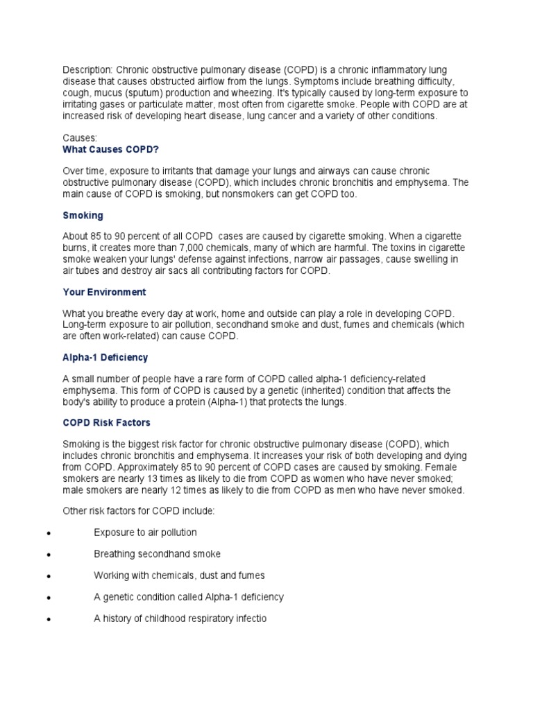 Understanding COPD: Causes and Risks | PDF | Chronic Obstructive ...