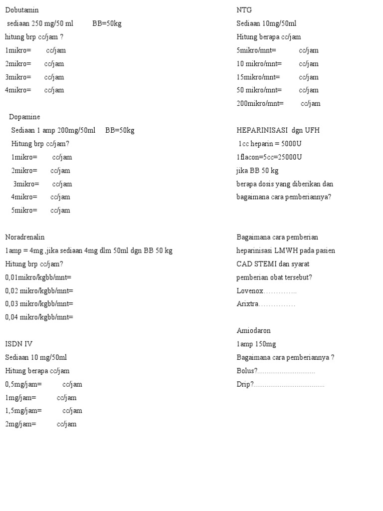 Dosis Obat ICU dan Emergency | PDF