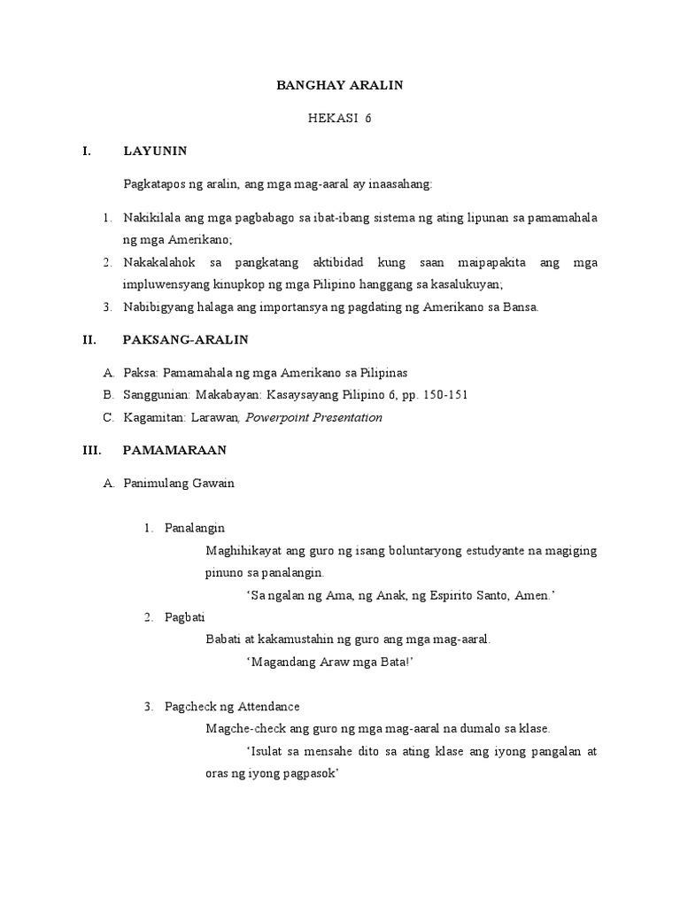 Hekasi 6 - Banghay Aralin Grade 6 | PDF