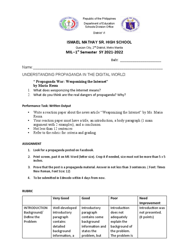 Acitivity 5 Understanding Propaganda in The Digital World | PDF ...