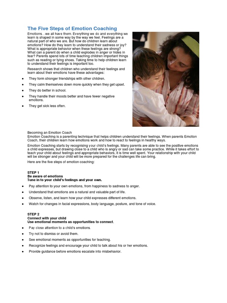 Emotion Coaching - The Steps | PDF | Feeling | Emotions