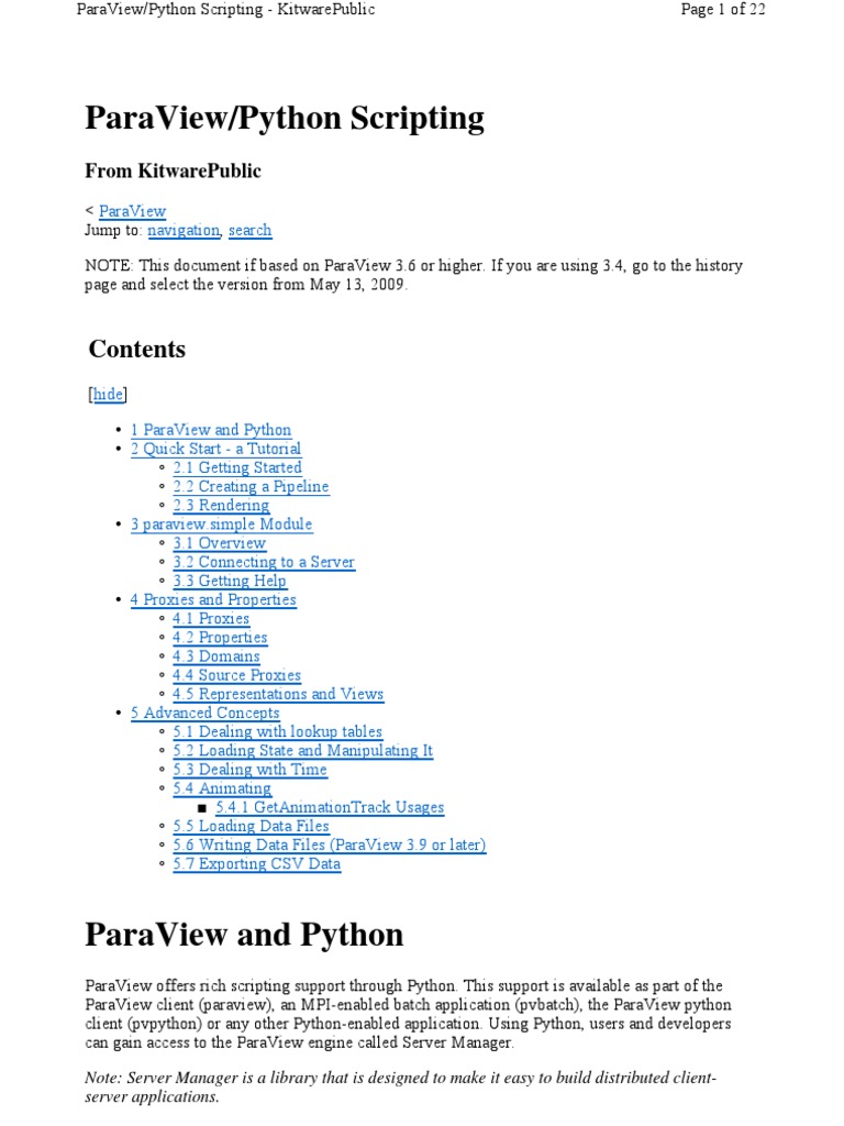Paraviewpython Scripting From Kitwarepublic Pdf Shell Computing Object Oriented 1203