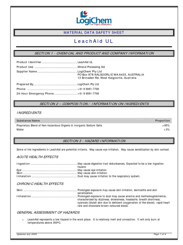 Leachaid Ul: Section 1 - Chemical and Product and Company Information ...