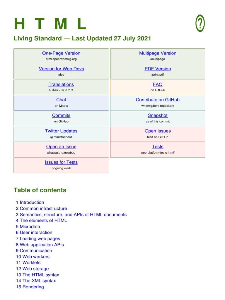 HTML Standard | PDF | Html | Html Element