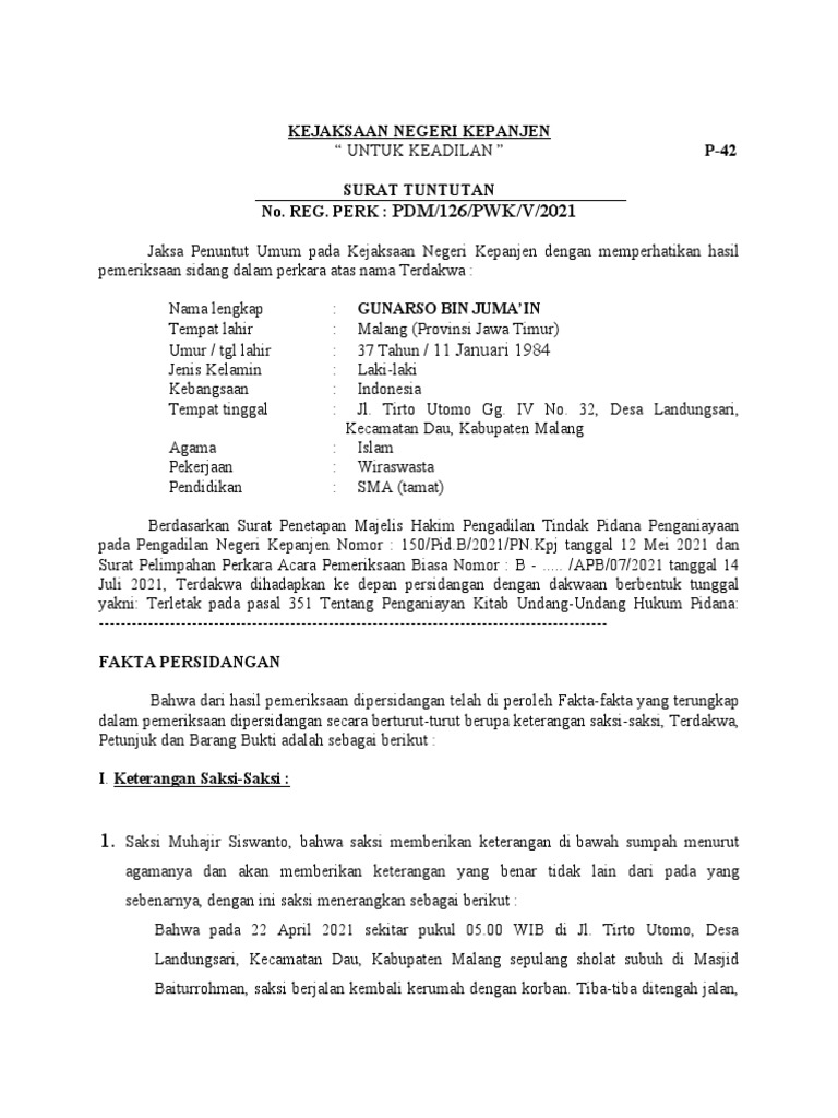 Surat Penuntutan | PDF