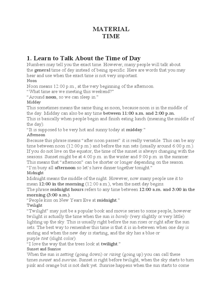 Material Time: Morning (3:00 A.m.) | PDF | Hour | Sky