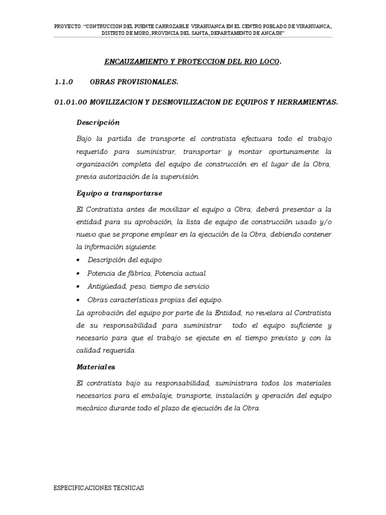 Encauzamiento Del Rio Loco | PDF | Hormigón | Deforestación
