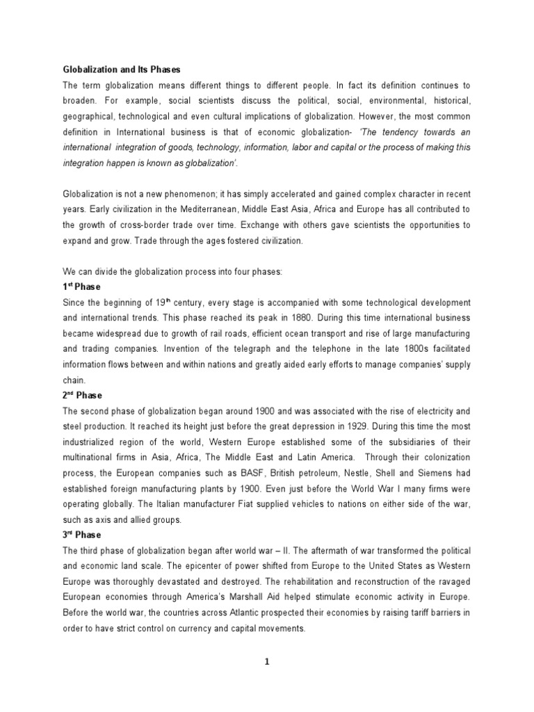 Four Phases of Globalization Explained | PDF | Globalization | Trade