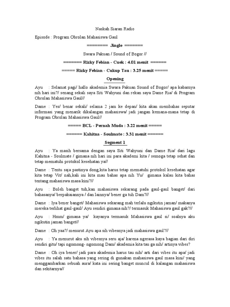 Naskah Radio | PDF