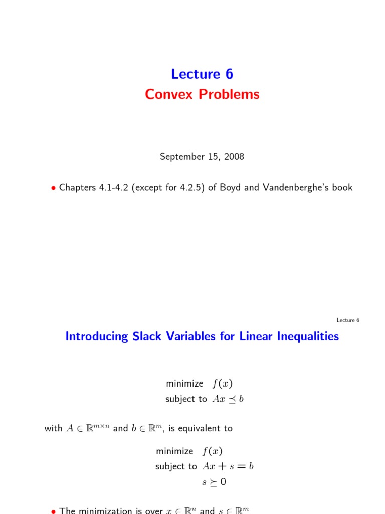 Convex Problems: September 15, 2008 | PDF | Mathematical Optimization | Numerical Analysis