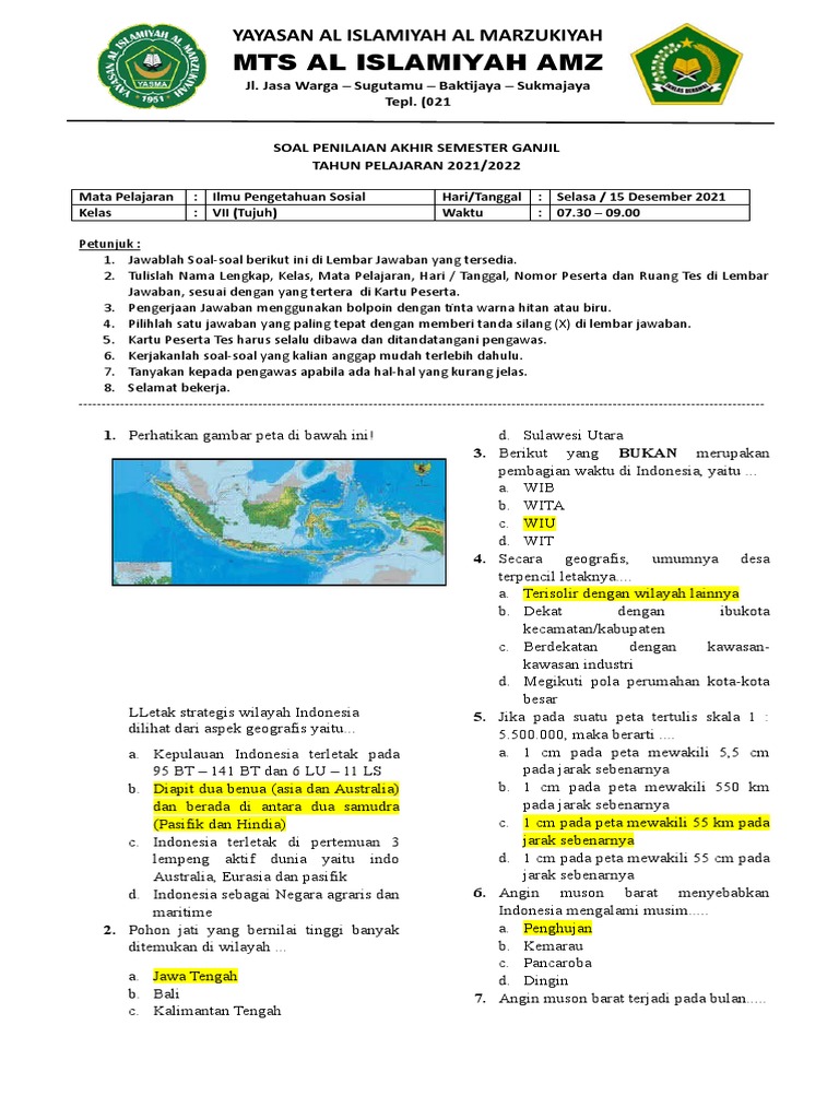 Soal Pas Ips Terpadu Kelas 7 | PDF