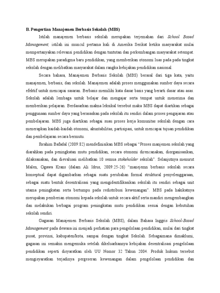 B. Pengertian MBS | PDF | Karier & Perkembangan